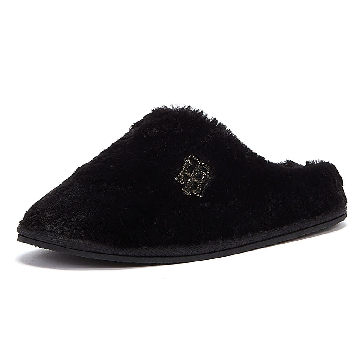 Tommy Hilfiger Shiny Monogram Womens Black Slippers – SavvyTreads