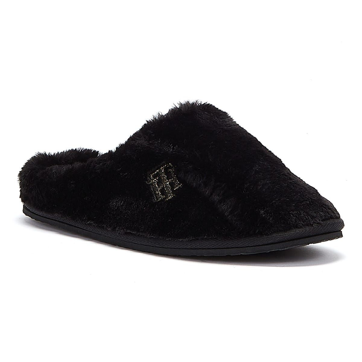 Tommy Hilfiger Shiny Monogram Womens Black Slippers – SavvyTreads